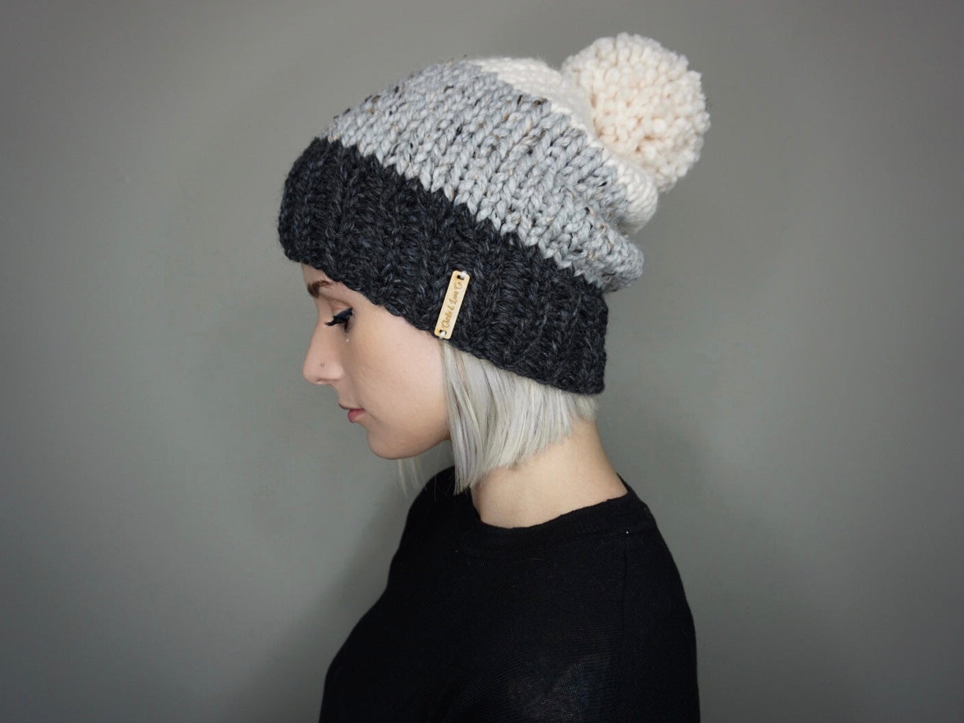The Colorblock Beanie in Grey Ombre – Charlie and Luna Co